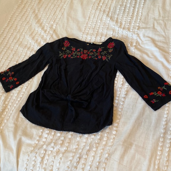 Zara | Tops | Zara Basic Collection Embroidered Blouse | Poshmark